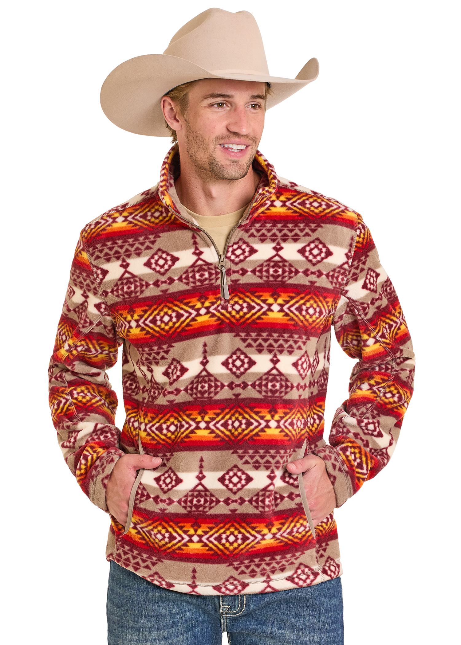 Men's Fleece Aztec Print Pullover | Panhandle Slim