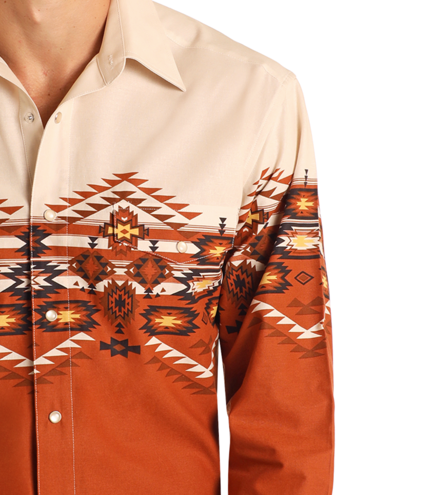 Men's Aztec Print Border Shirt | Panhandle Slim