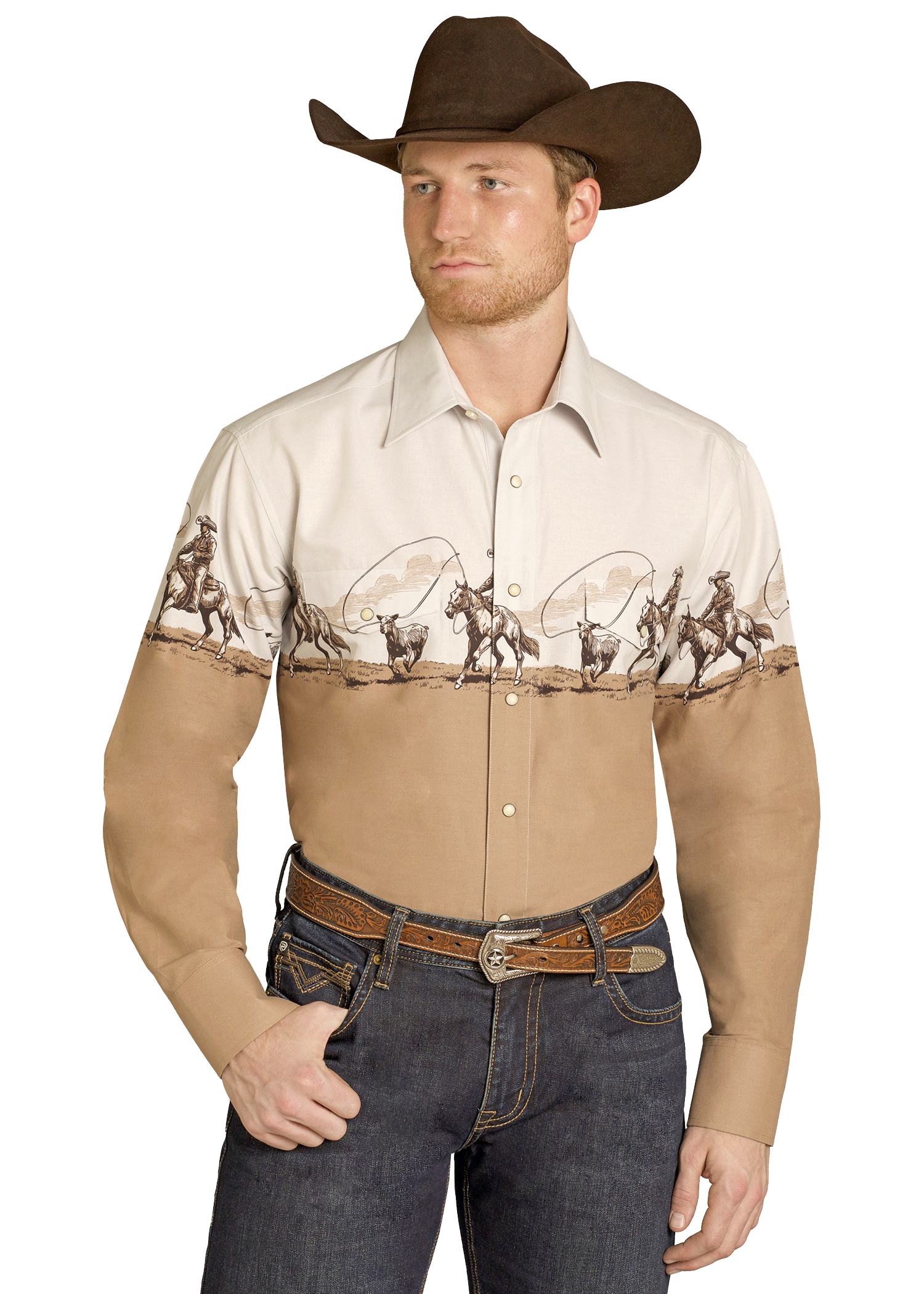 Men's Western Cowboy Border Shirt | Panhandle Slim