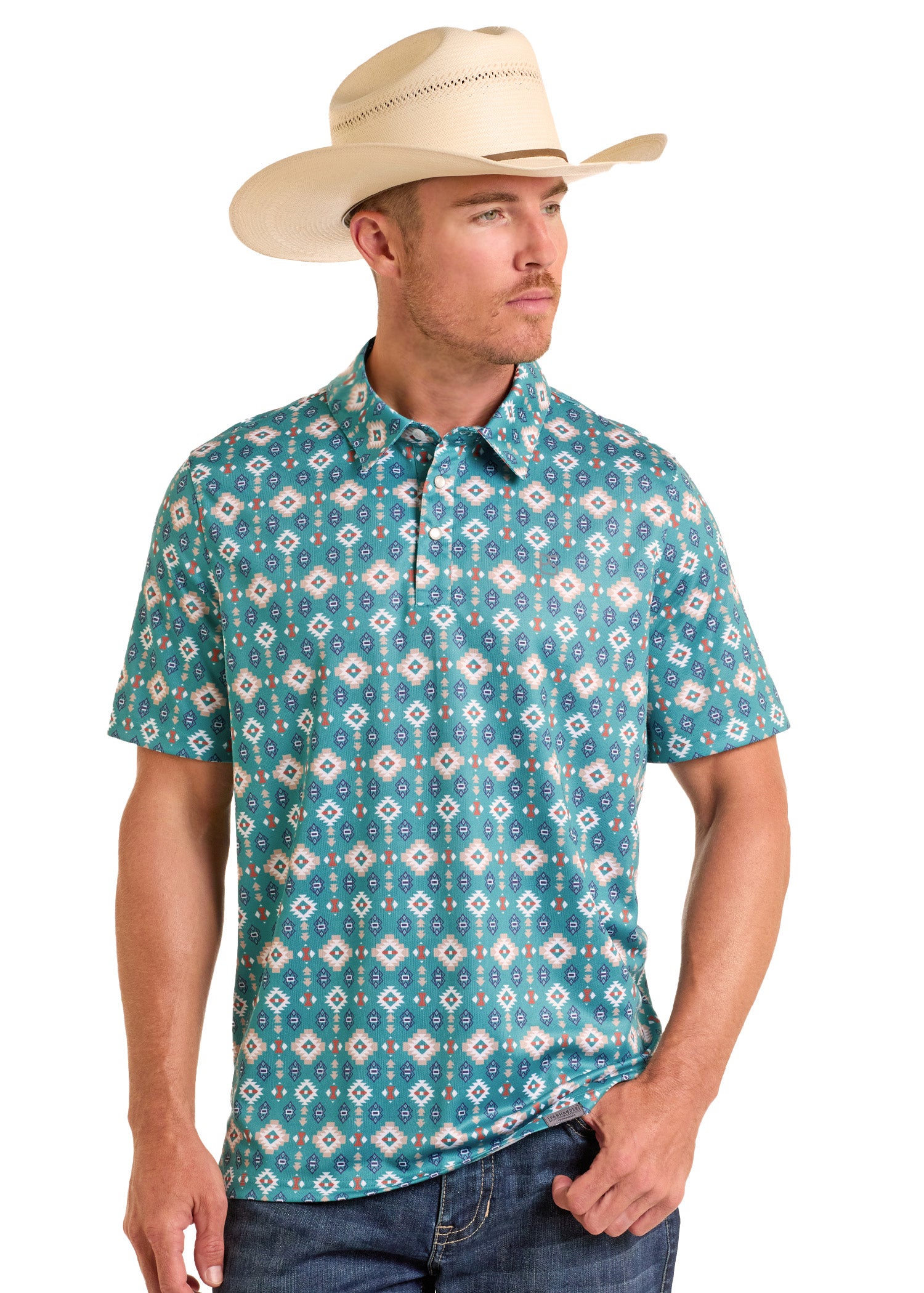 Men's Geometric Aztec Performance Polo | Panhandle Slim